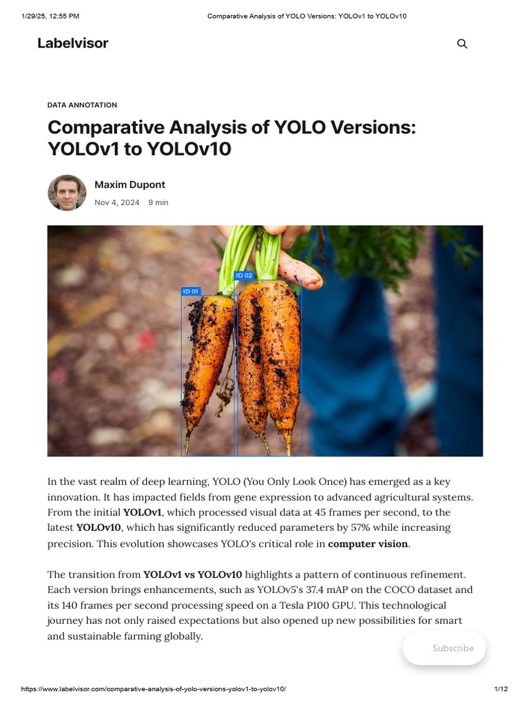 Comparative Analysis of YOLO Versions - YOLOv1 To YOLOv10 | PDF | Agriculture | Deep Learning