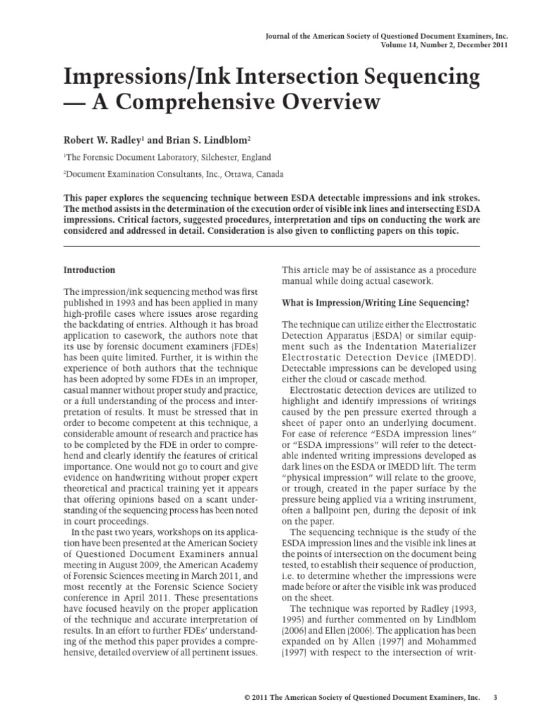 Impressions Ink Intersection Sequencing | PDF | Statistics | Forensic ...