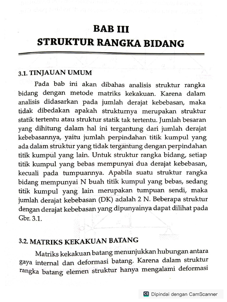 Bab 3 Struktur Rangka Bidang | PDF
