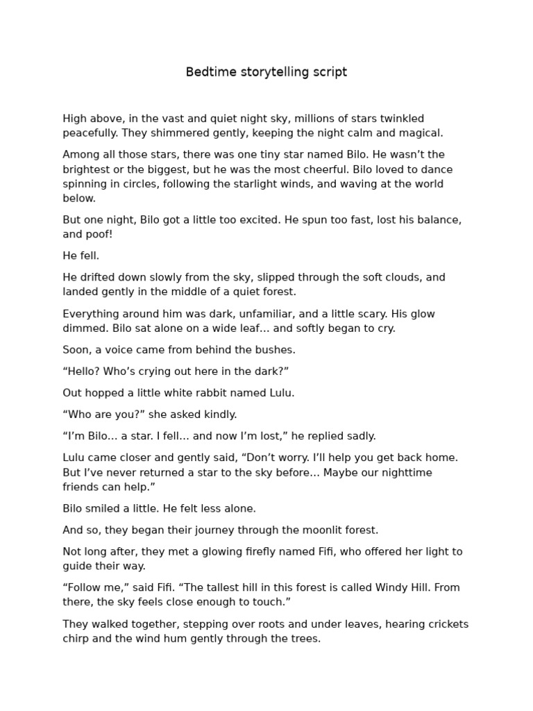 Bedtime Storytelling Script | PDF