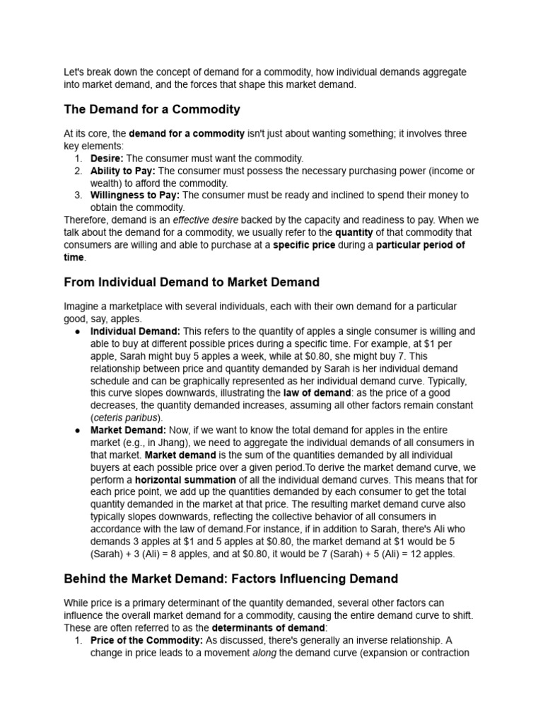 Understanding About The Demand For A Commodity, Mar.. | PDF | Demand ...