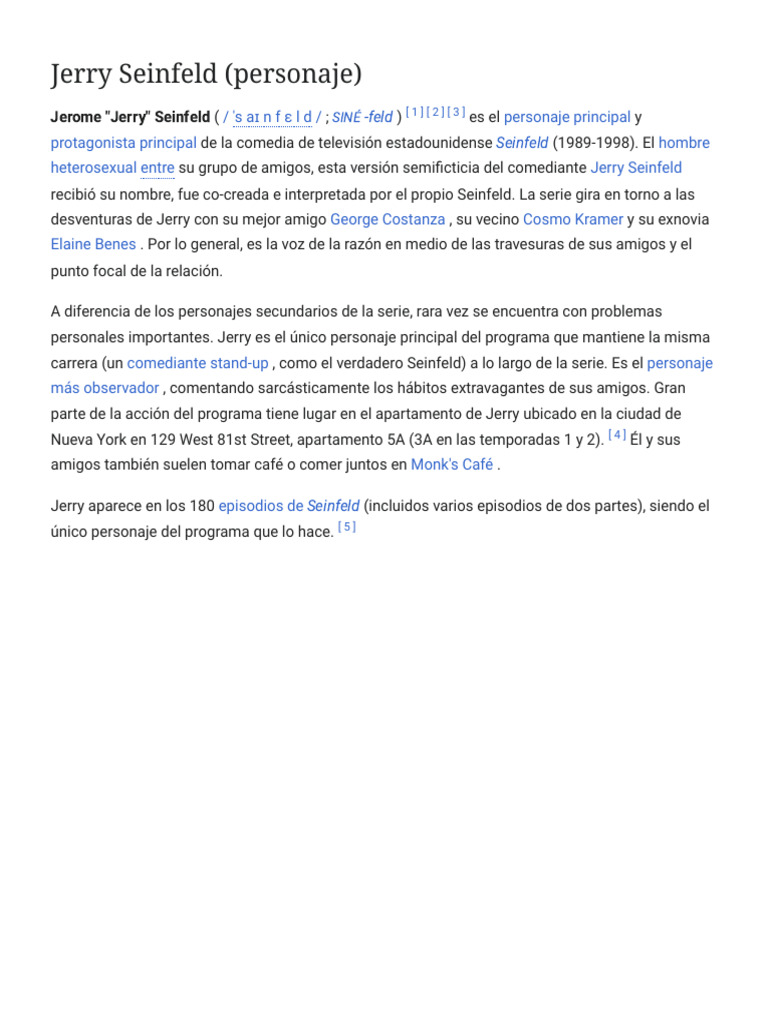 Jerry Seinfeld (Character) - Wikipedia | PDF | Seinfeld