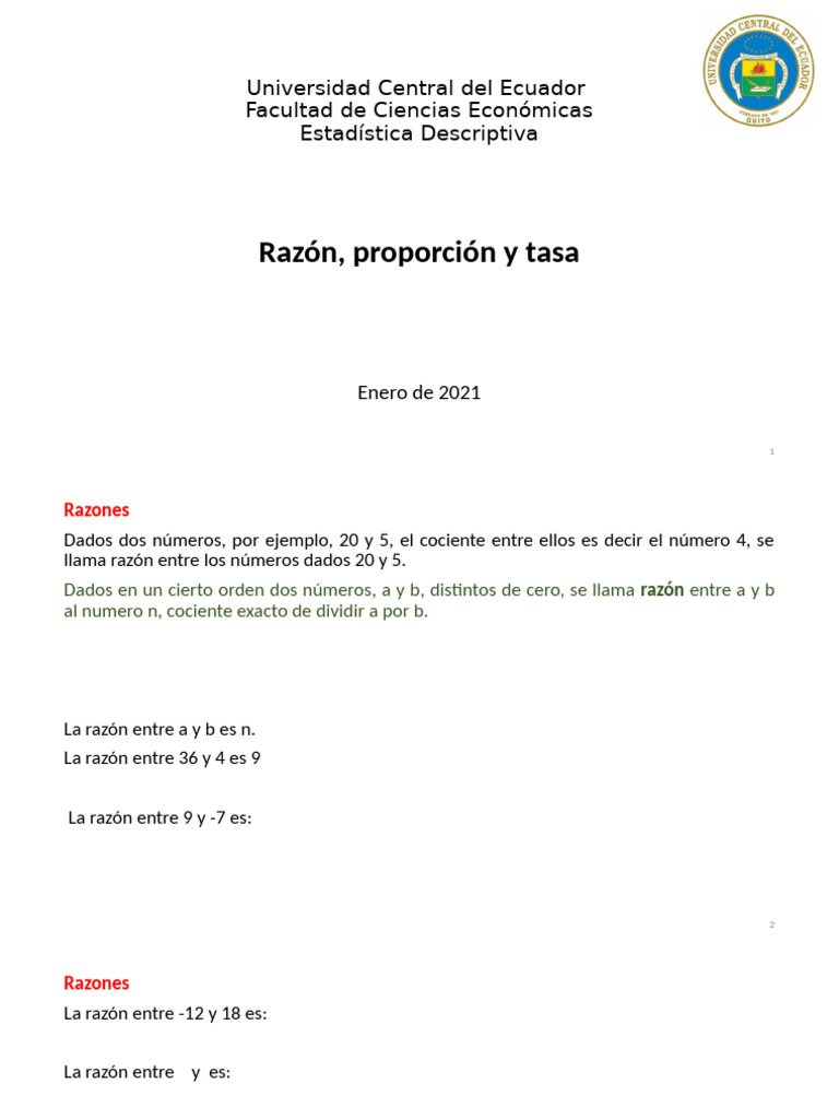 Razón proporción tasa AMARILLO [CPR 29_01_2021] | PDF | Proporción ...