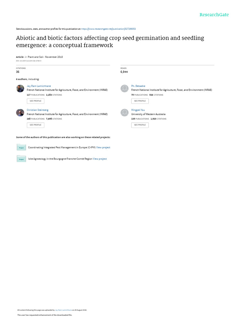 Abiotic and biotic affect seed germination | PDF | Seed | Germination