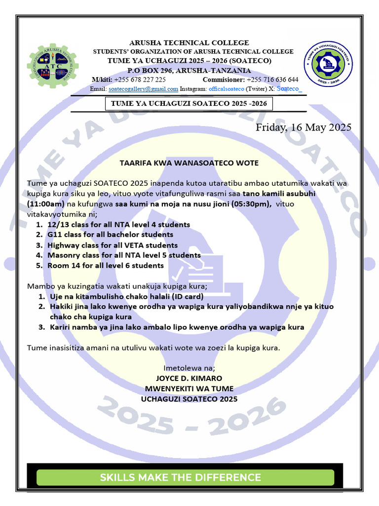 Taarifa Kwa Wanasoateco-1 | PDF