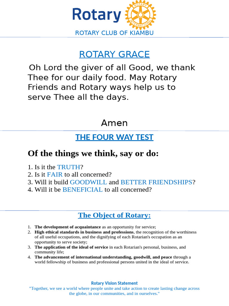 Rotary Grace and Four Way Test | PDF