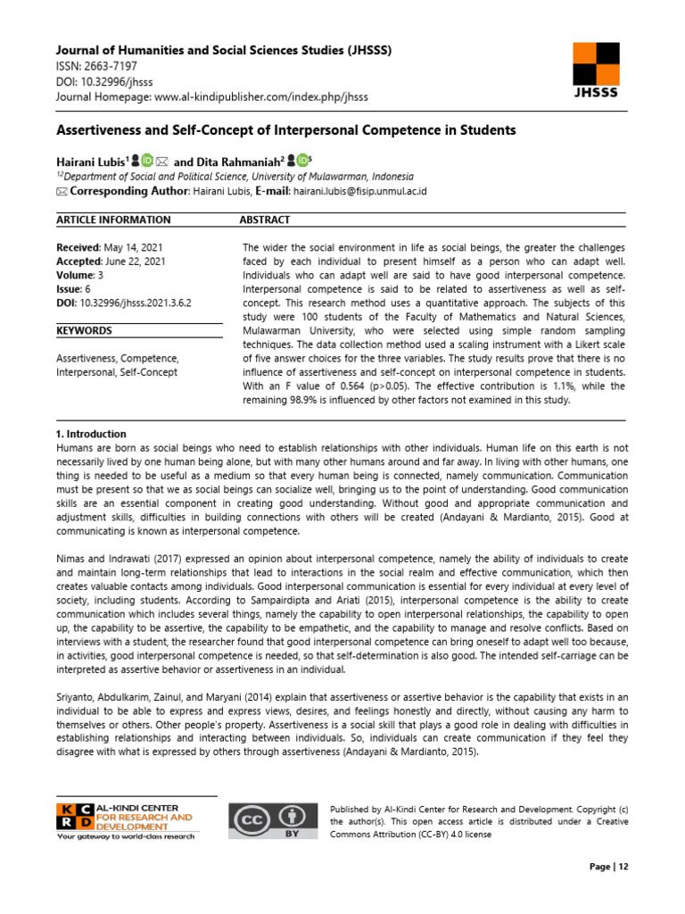 Assertiveness and Self Concept of Interp 82eef2dd | PDF | Data Analysis | Communication