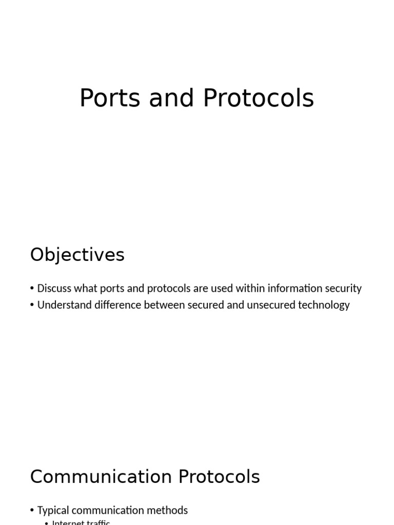 Ports and Protocols | PDF | File Transfer Protocol | Secure Shell