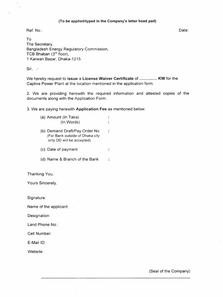 CPP LWC Application Form | PDF | Natural Gas | Electric Generator