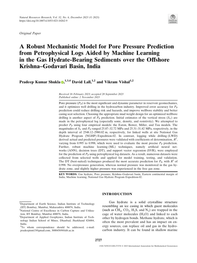A Robust Mechanistic Model For Pore Pressure Prediction | PDF | Seabed