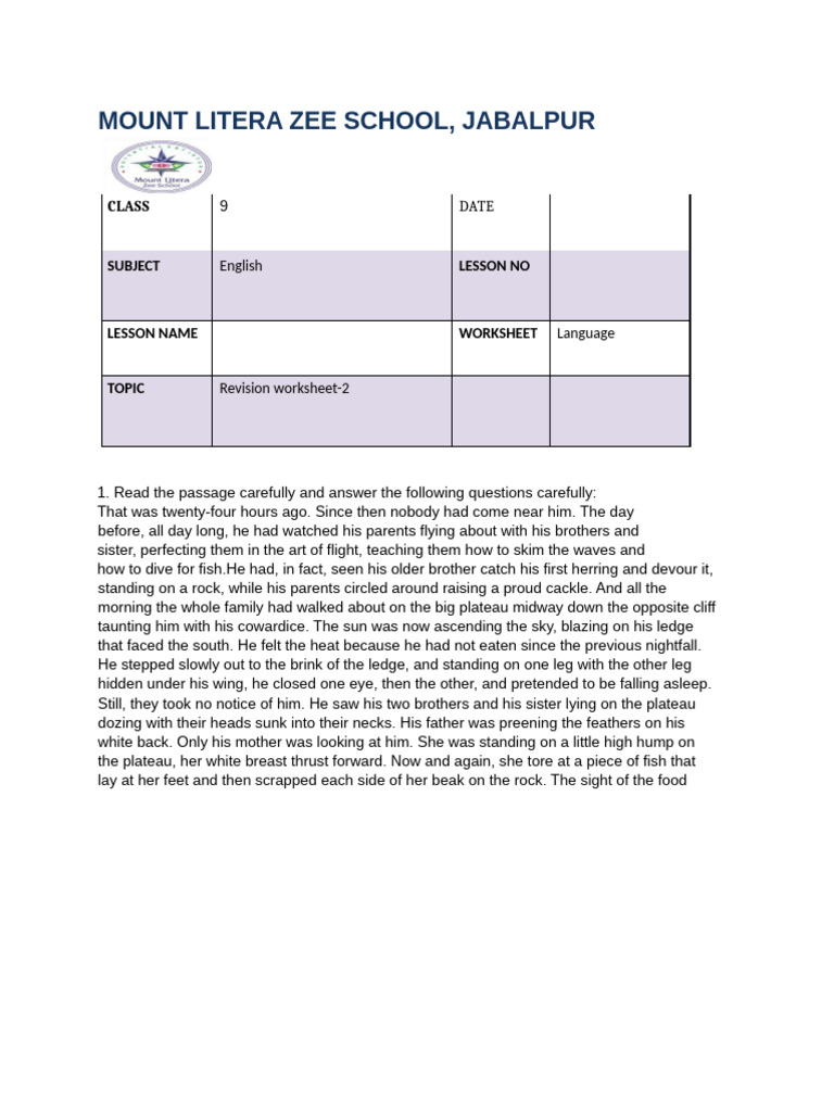 Pa-2 Rev. Worksheet Language | PDF