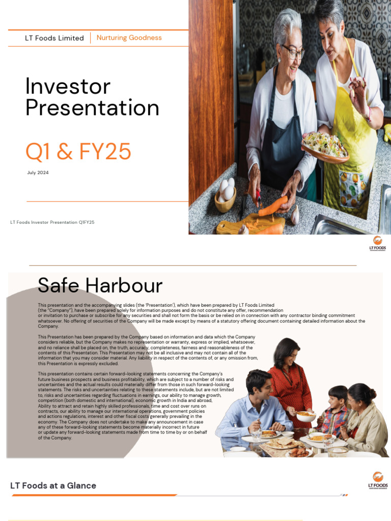 LT Foods Q1FY25 Investor Insights | PDF | Brand | Meal
