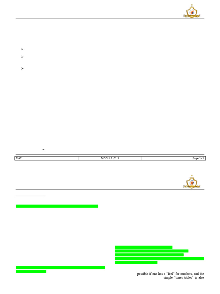 00 Mod 1 | PDF | Division (Mathematics) | Multiplication
