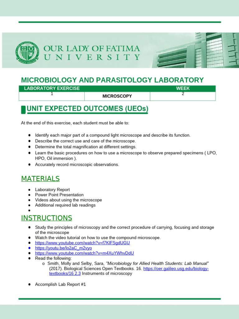 Lab Exercise 1 MICROSCOPY 1 | PDF | Microscope | Electromagnetic Spectrum