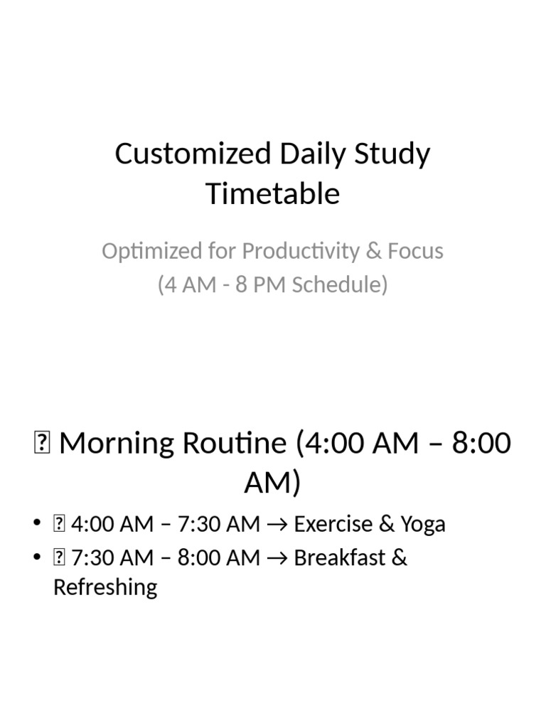 Daily Study Timetable | PDF