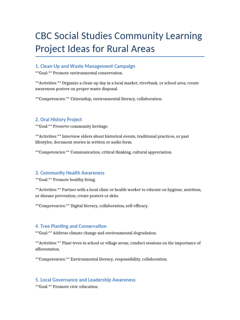 CBC Community Learning Projects | PDF | Agriculture | Literacy