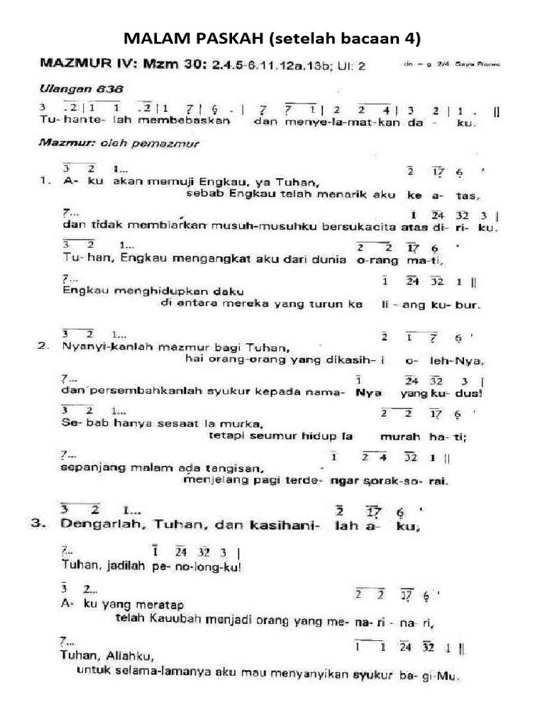 Mazmur Malam Paskah Setelah Bacaan 4 | PDF