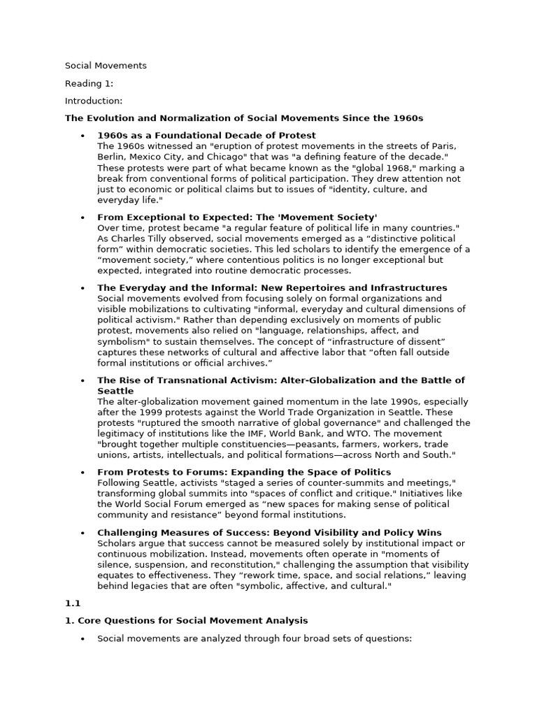 Unit 5 Social Movements | PDF | Social Movements | Collective Action