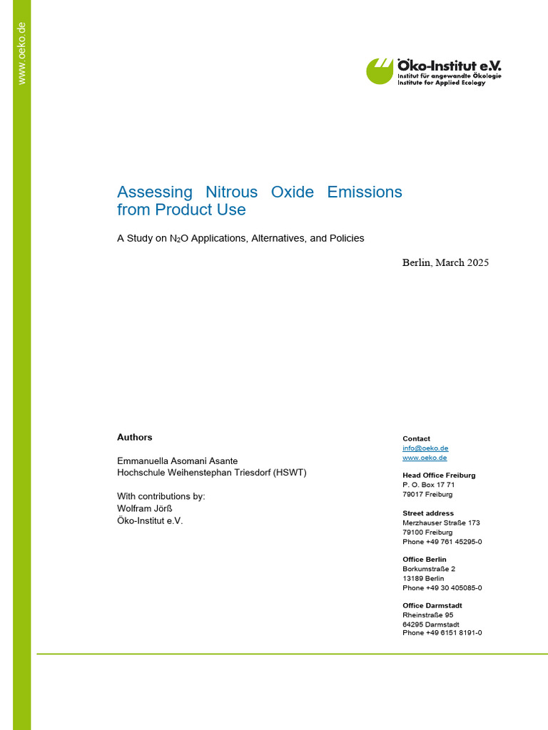 N2O Product Use Report | PDF | Nitrous Oxide | Greenhouse Gas