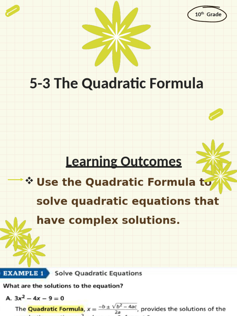 5-3 The Quadratic Formula | PDF