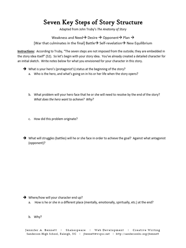 Story Structure Outline TMPLT (Truby) | PDF | Psychology | Behavioural ...