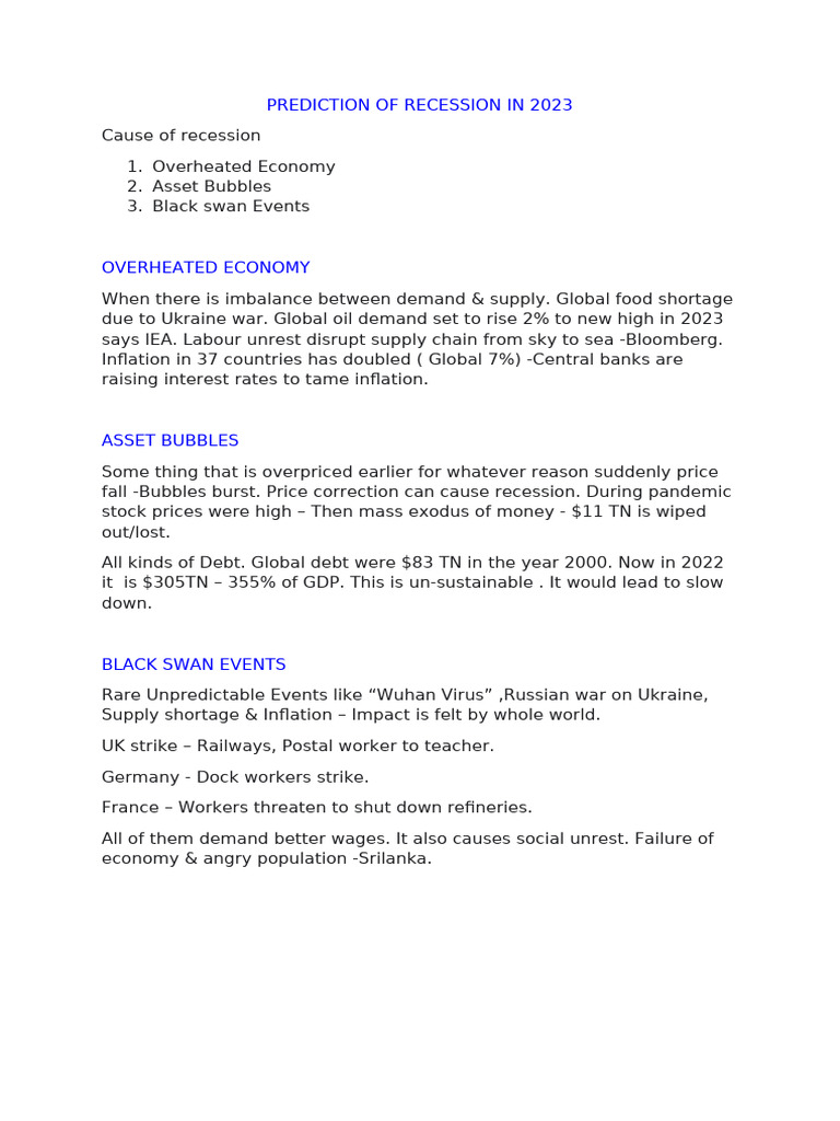 Recession in 2023 | PDF
