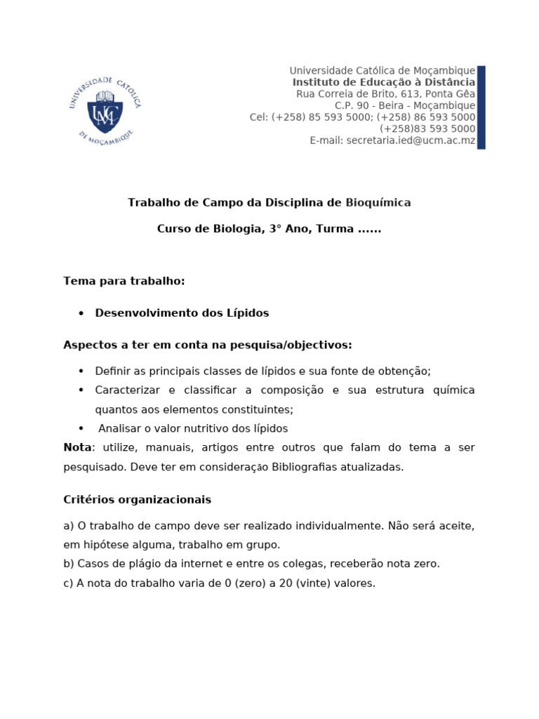 Modelo de Trabalho UCM 2025 | PDF