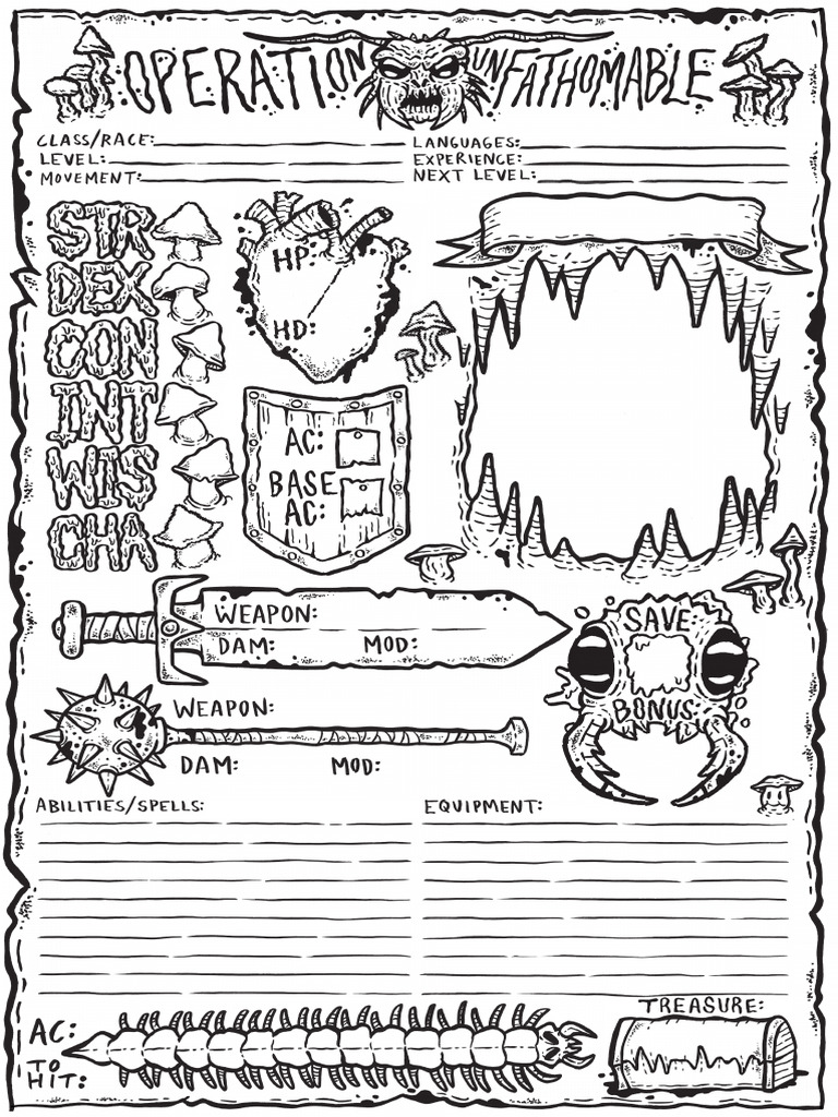 Operation Unfathomable (Map & Character Sheet) | PDF