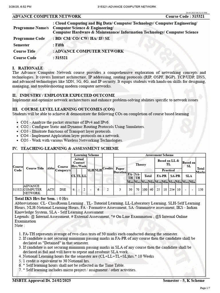 315321-Advance Computer Network | PDF | Computer Network | I Pv6