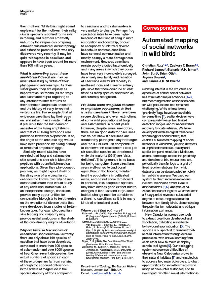 Automated Mapping of Social Networks in Wild Birds - 2012 - Current ...