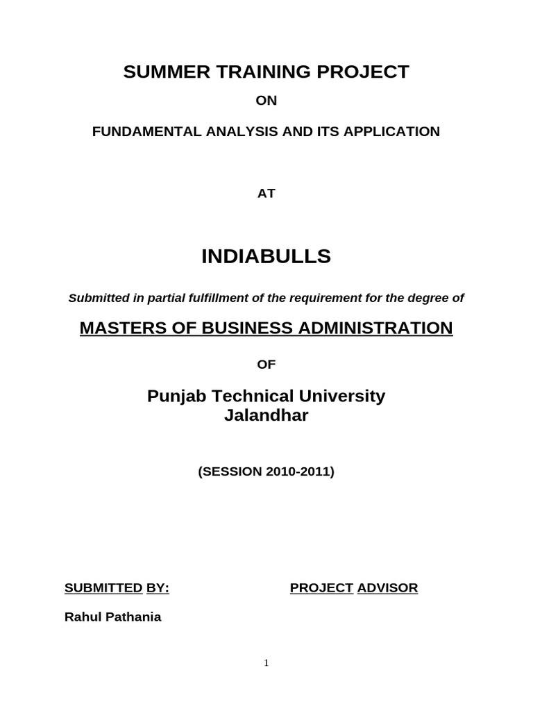 Fundamental Analysis and Its Application- Finance MBa Project | PDF | Private Sector | Knowledge ...