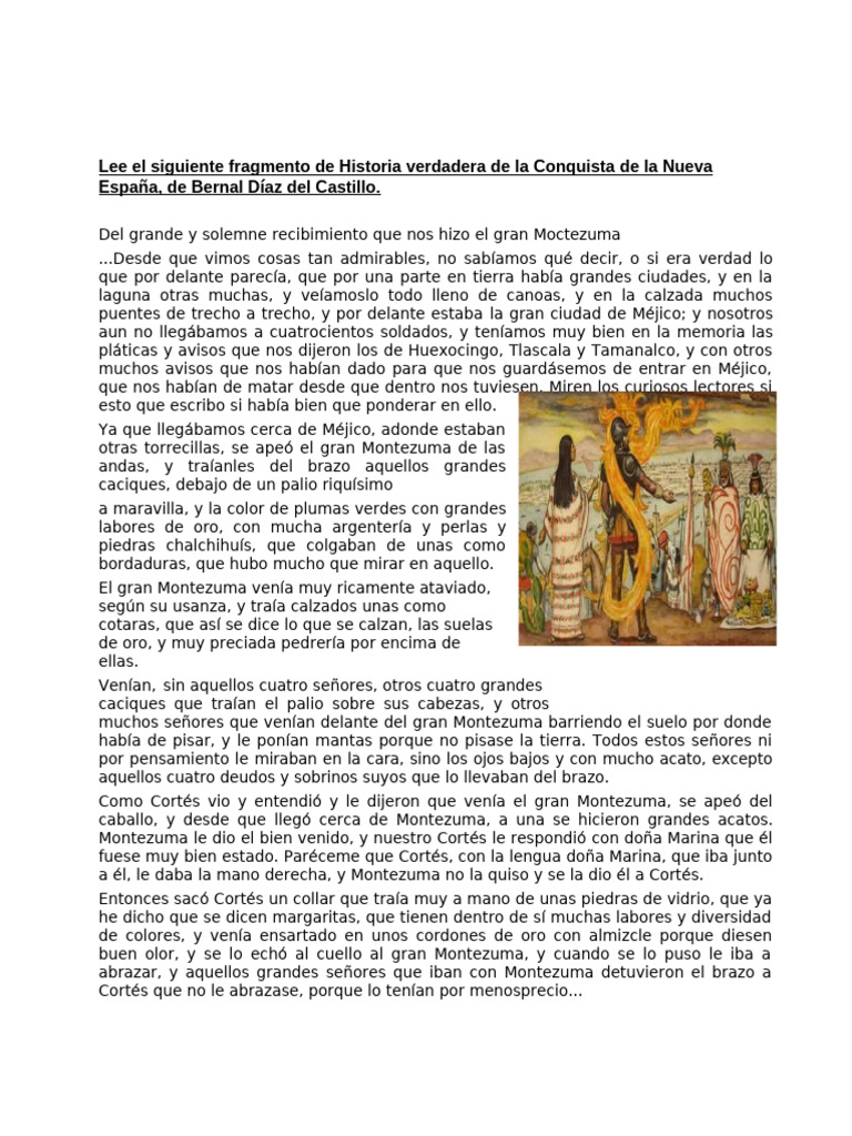 Lee El Siguiente Fragmento de Historia Verdadera de La Conquista de La ...
