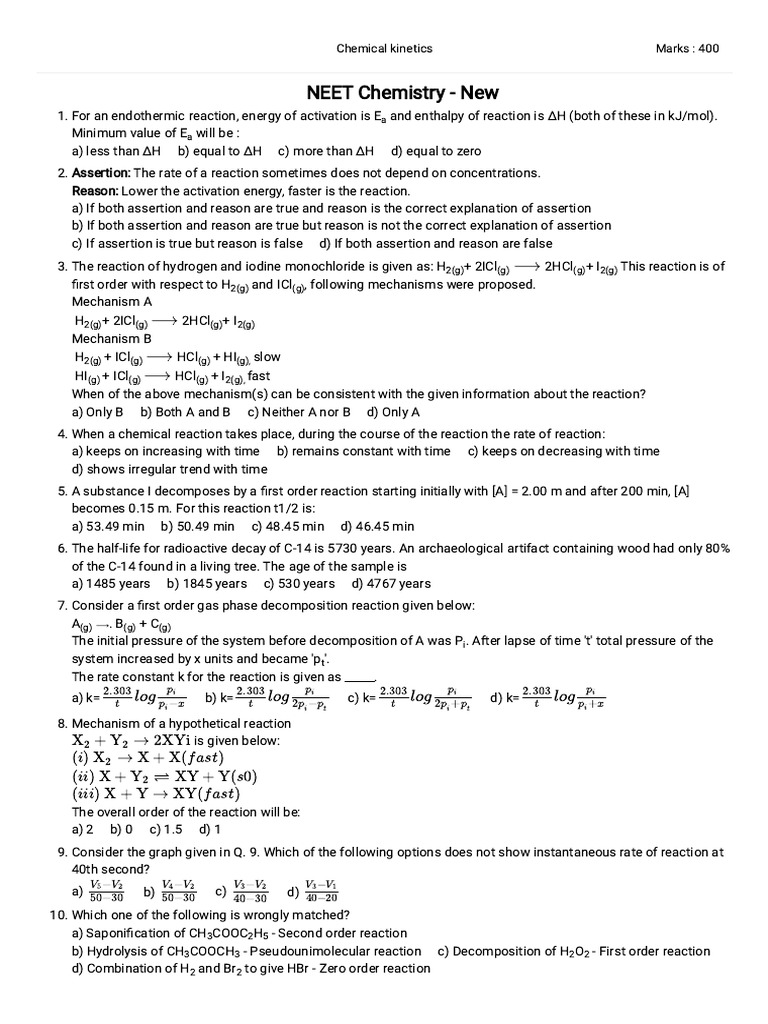 OTI365 - Chemical Kinetics | PDF | Reaction Rate | Activation Energy