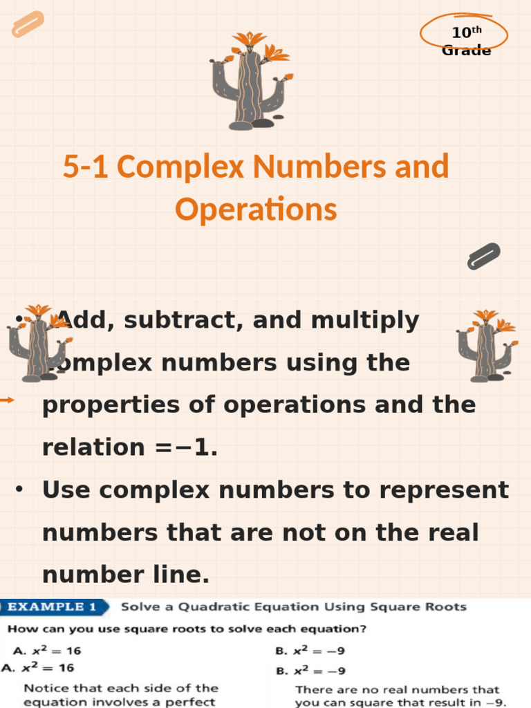5-1 Complex Numbers and Operations | PDF