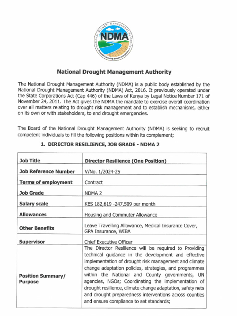 NDMA Vacancy Announcement Detailed Advert | PDF