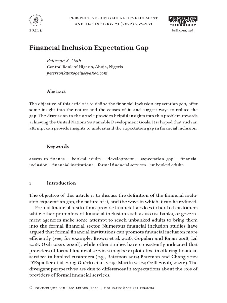 Financial Inclusion Expectation Gap | PDF | Financial Inclusion | Interest