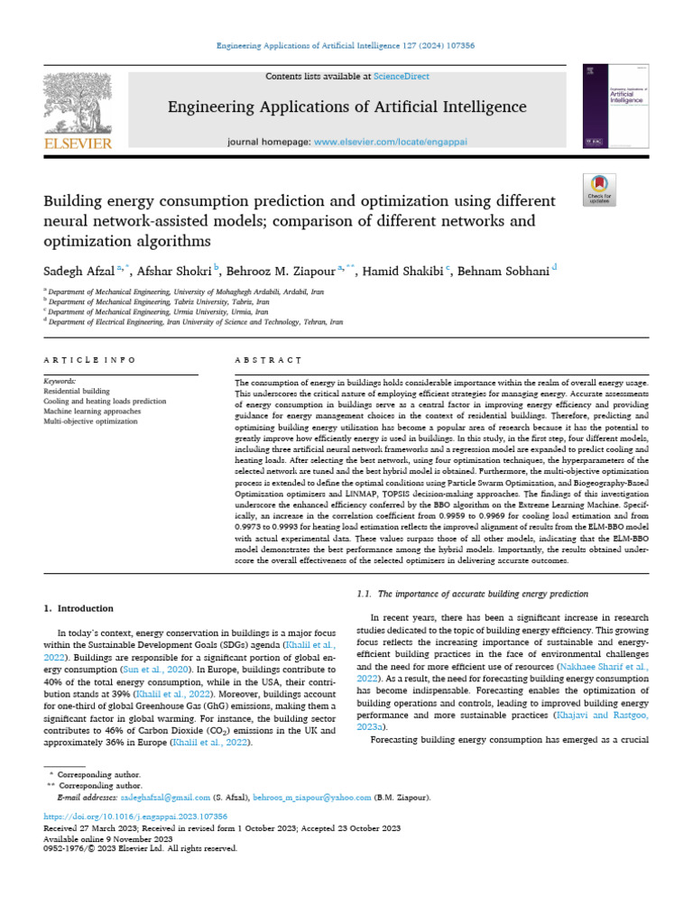 Building energy consumption prediction and optimization using different neural network-assisted ...