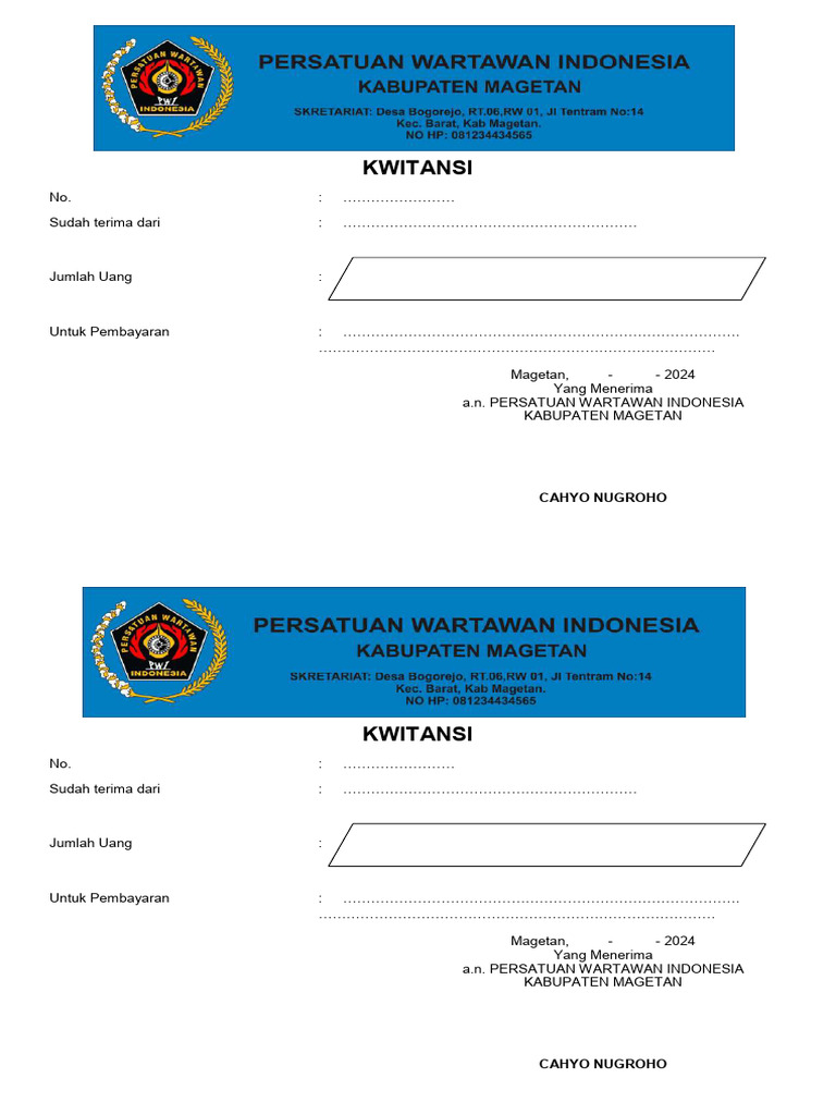 KWITANSI PWI | PDF