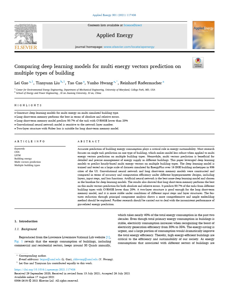 Comparing deep learning models for multi energy vectors prediction on multiple types of building ...