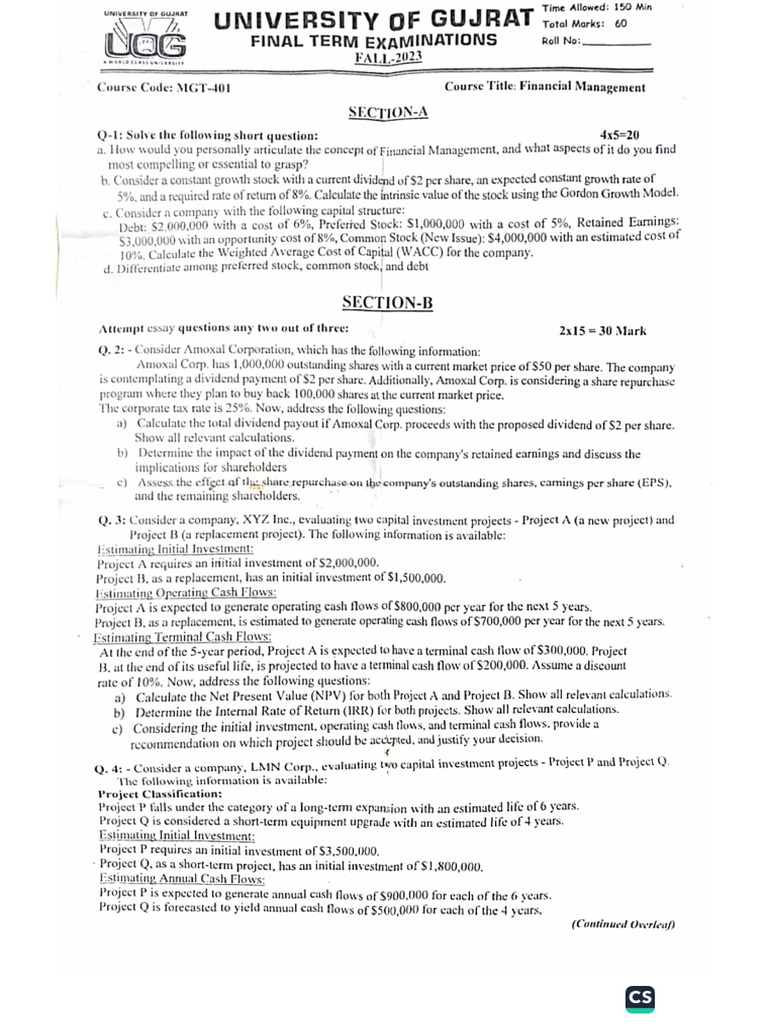 FM 2023 Past Paper | PDF