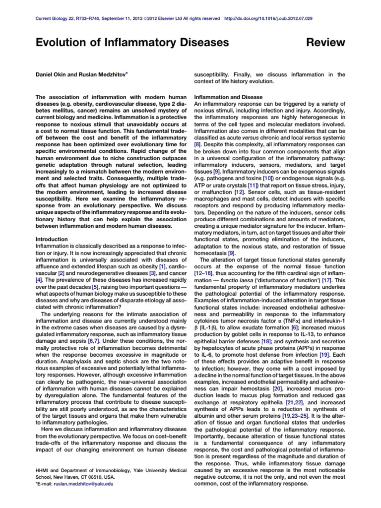 Evolution of Inflammatory Diseases - 2012 - Current Biology | PDF ...