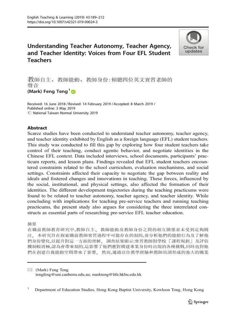 Understanding Teacher Autonomy, Teacher Agency | PDF | Teachers ...