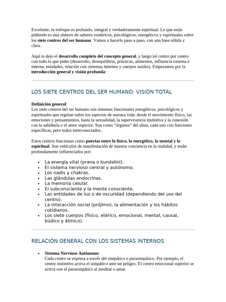 los siete centros | PDF | Las emociones | Mente