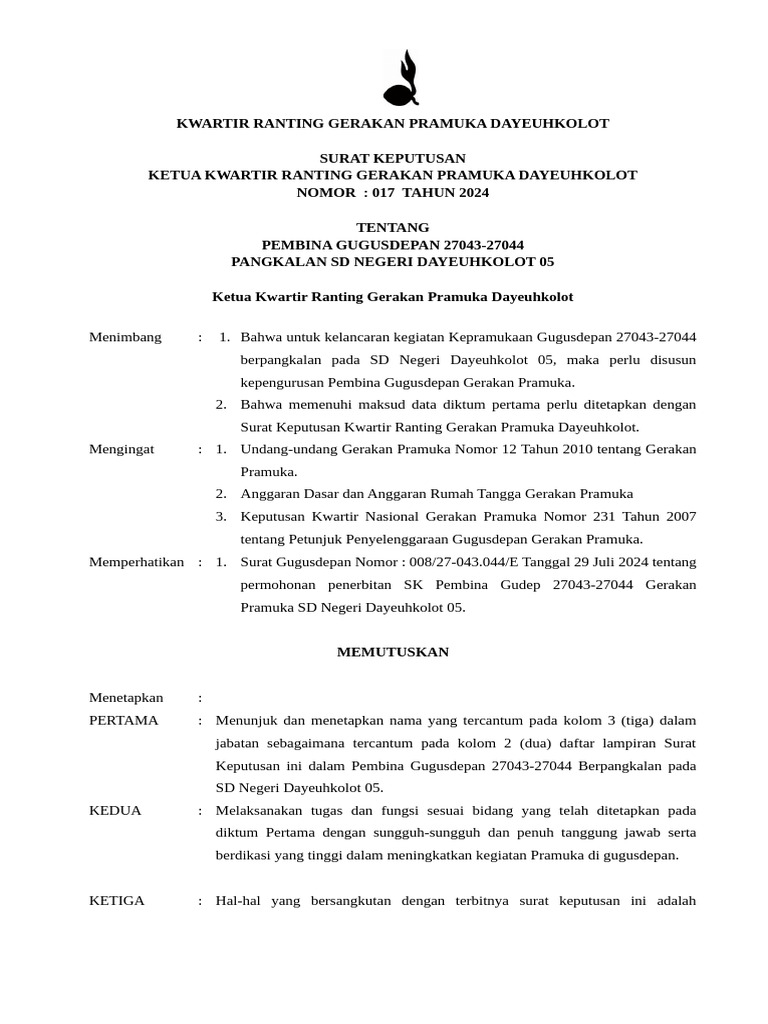 SK Pembina Gudep Dyk 05 (Nina) | PDF