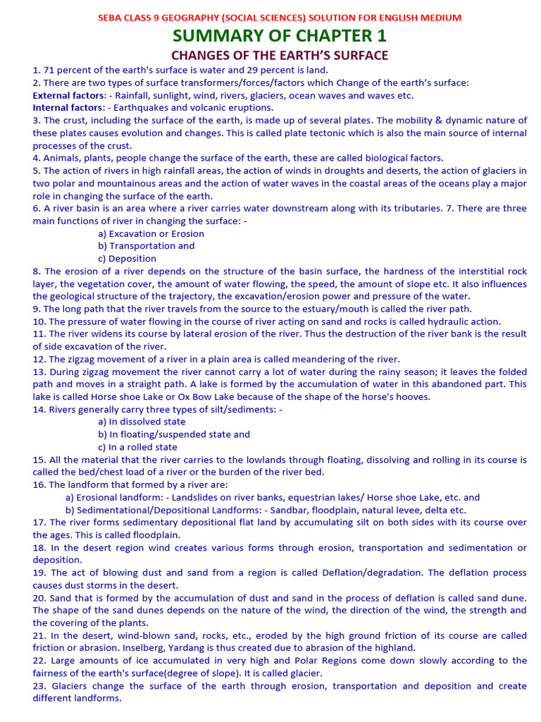 Changes of Earth's Surface: Chapter 1 | PDF | Glacier | Erosion
