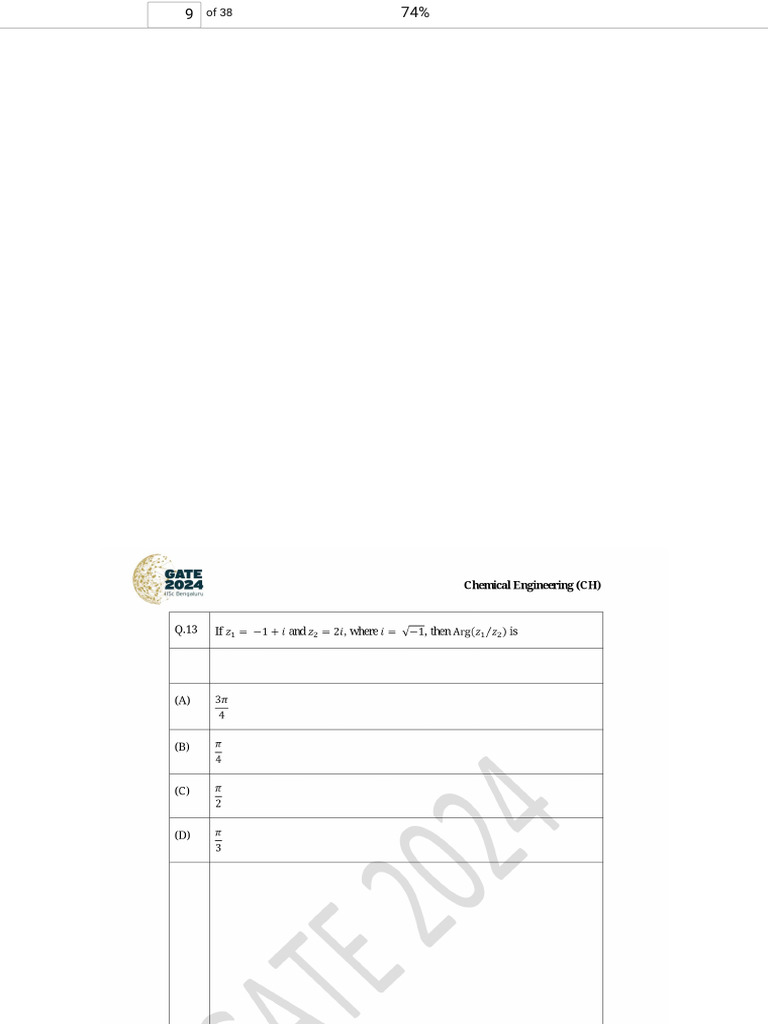 NDLI - Chemical Engineering Question Paper - GATE 2024 | PDF