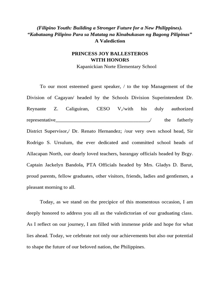 Valedictorian Speech Final | PDF | Learning | Cognition