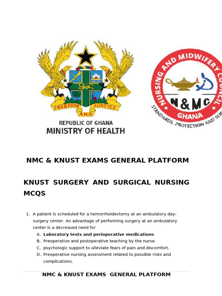 RGN (Knust Surgery) Answer S | PDF | Surgery | Stomach