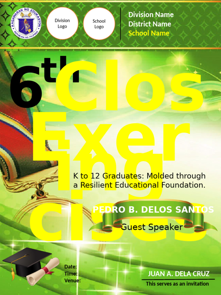 6th Closing Exercises Invitation 2023 | PDF | Government | Philippines