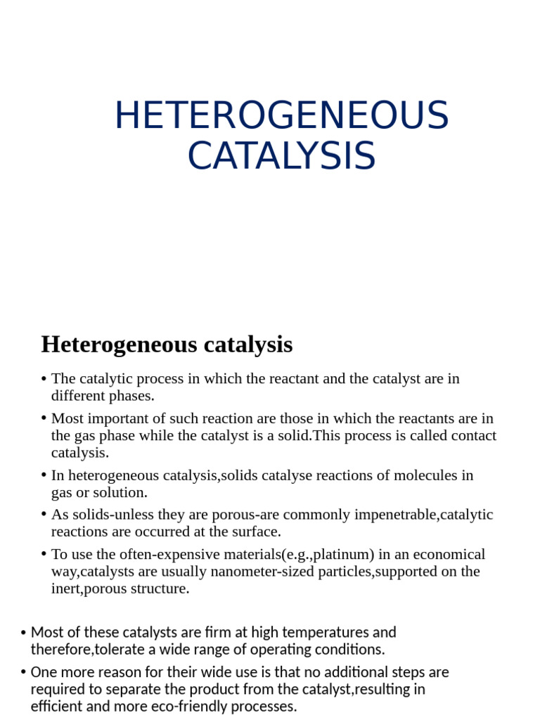 Heterogeneous Catalysis (Autosaved) | PDF | Catalysis | Heterogeneous Catalysis